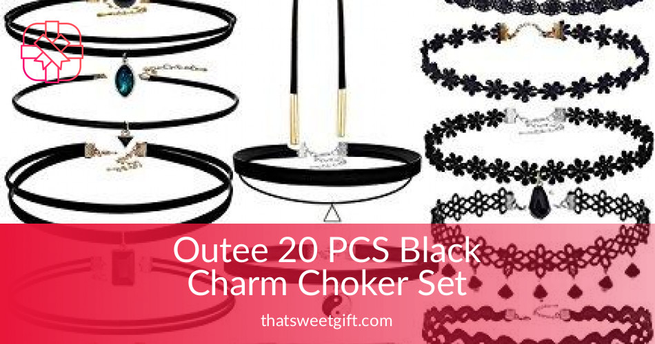 Outee 20 PCS Black Charm Choker Set For Girls | ThatSweetGift