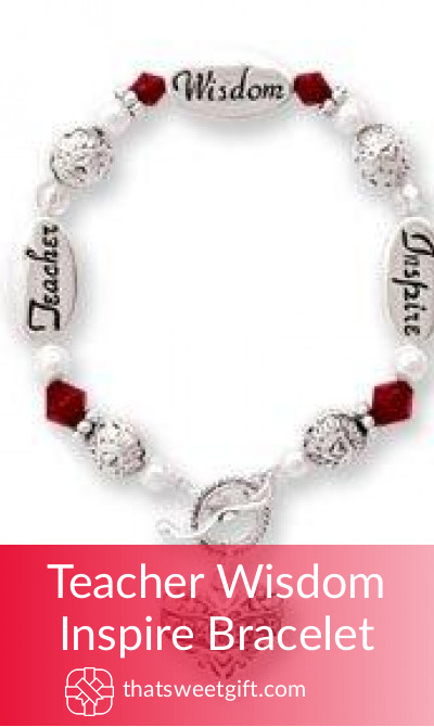 Teacher Wisdom Inspire Bracelet w/ Silver Bead | ThatSweetGift