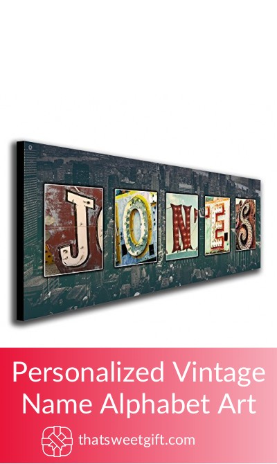 Personalized Vintage Name Alphabet Art | ThatSweetGift