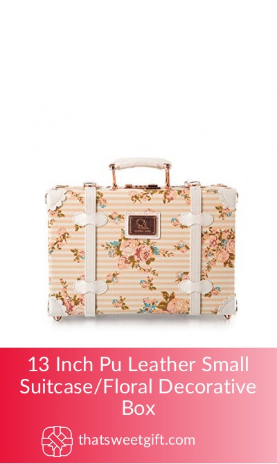Leather Small Suitcase Floral Decorative Box | ThatSweetGift
